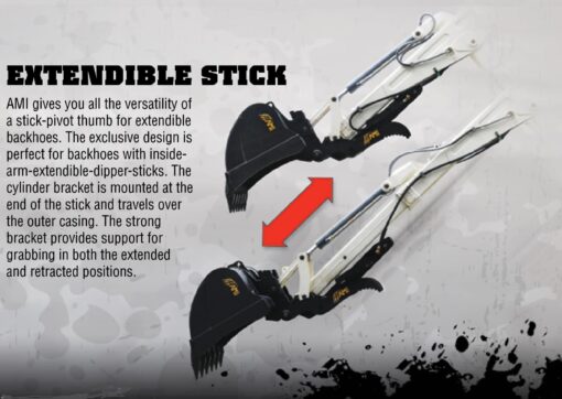 AMI Hydraulic Thumb for Extendable Stick Backhoes AMI-EXSTH